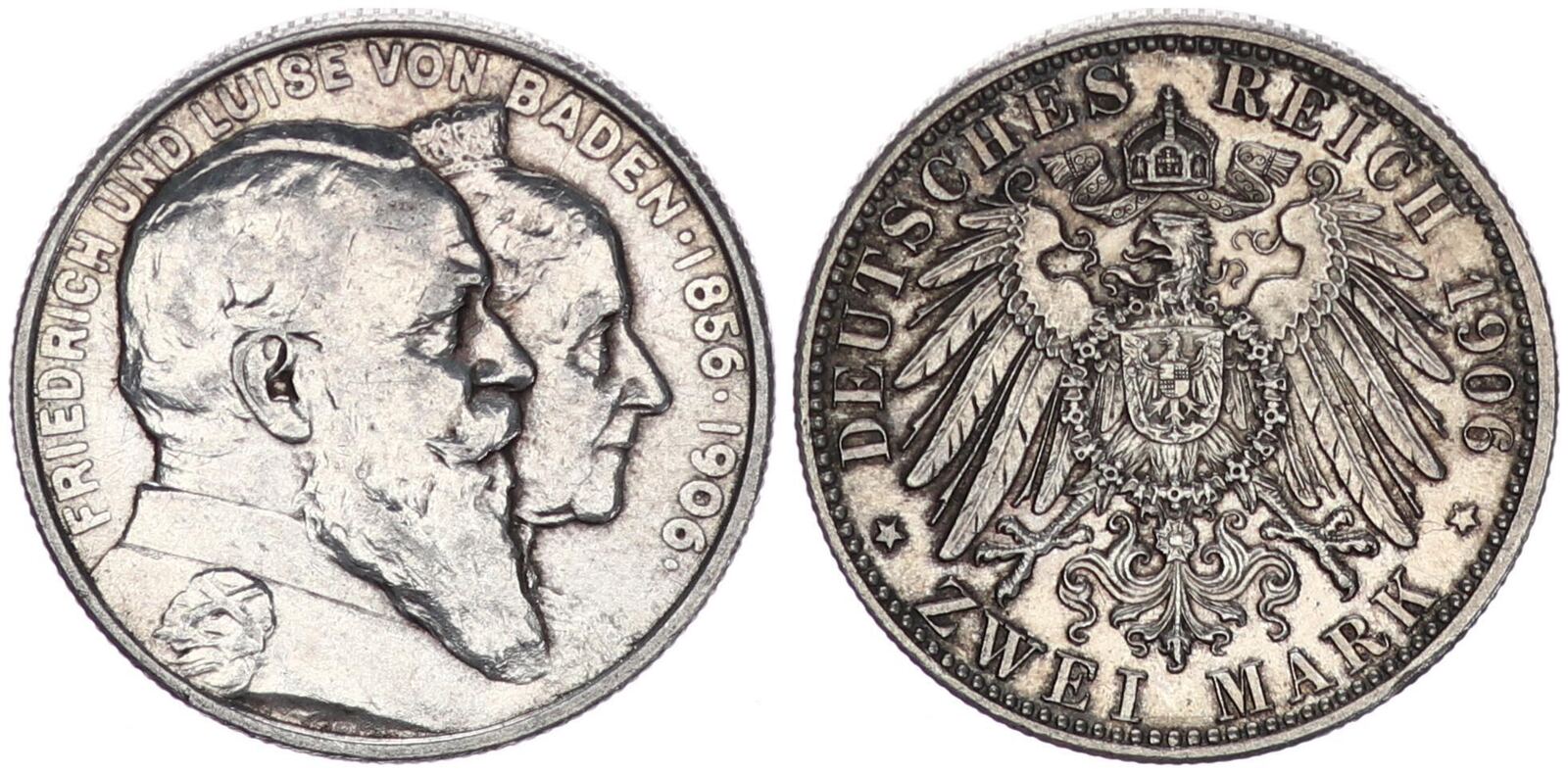 Deutsches Kaiserreich - Baden 2 Mark 1906 2 Reichsmark Friedrich und Luise (4) vz/vz-st | MA-Shops