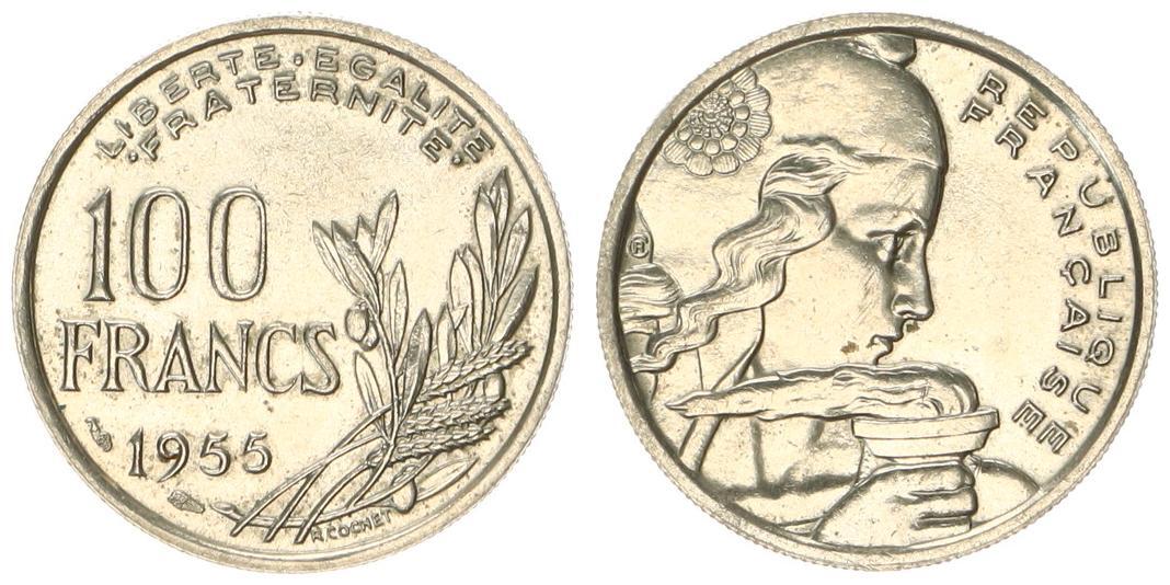 Frankreich 100 Francs 1955 vz-st | MA-Shops