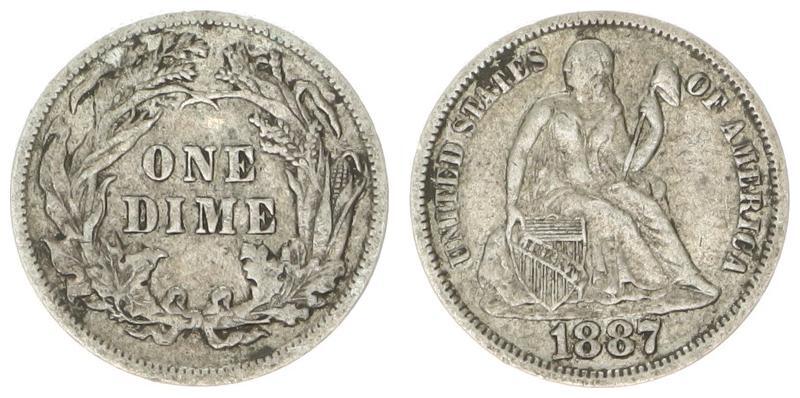 USA One Dime 1887- Silber ss | MA-Shops