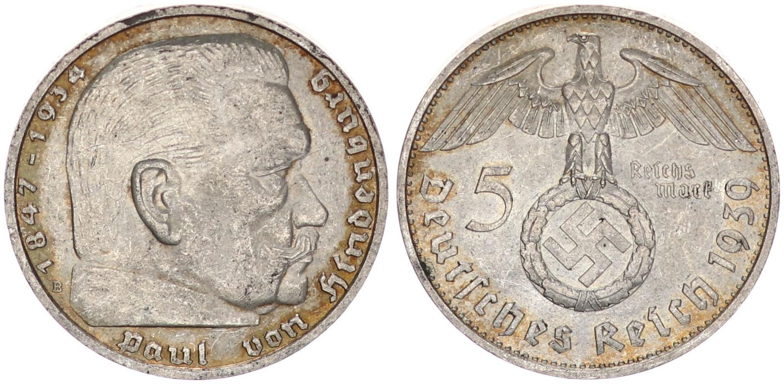 Deutschland - Drittes Reich 5 Mark 1939 B 3. Reich 5 Reichsmark Paul ...