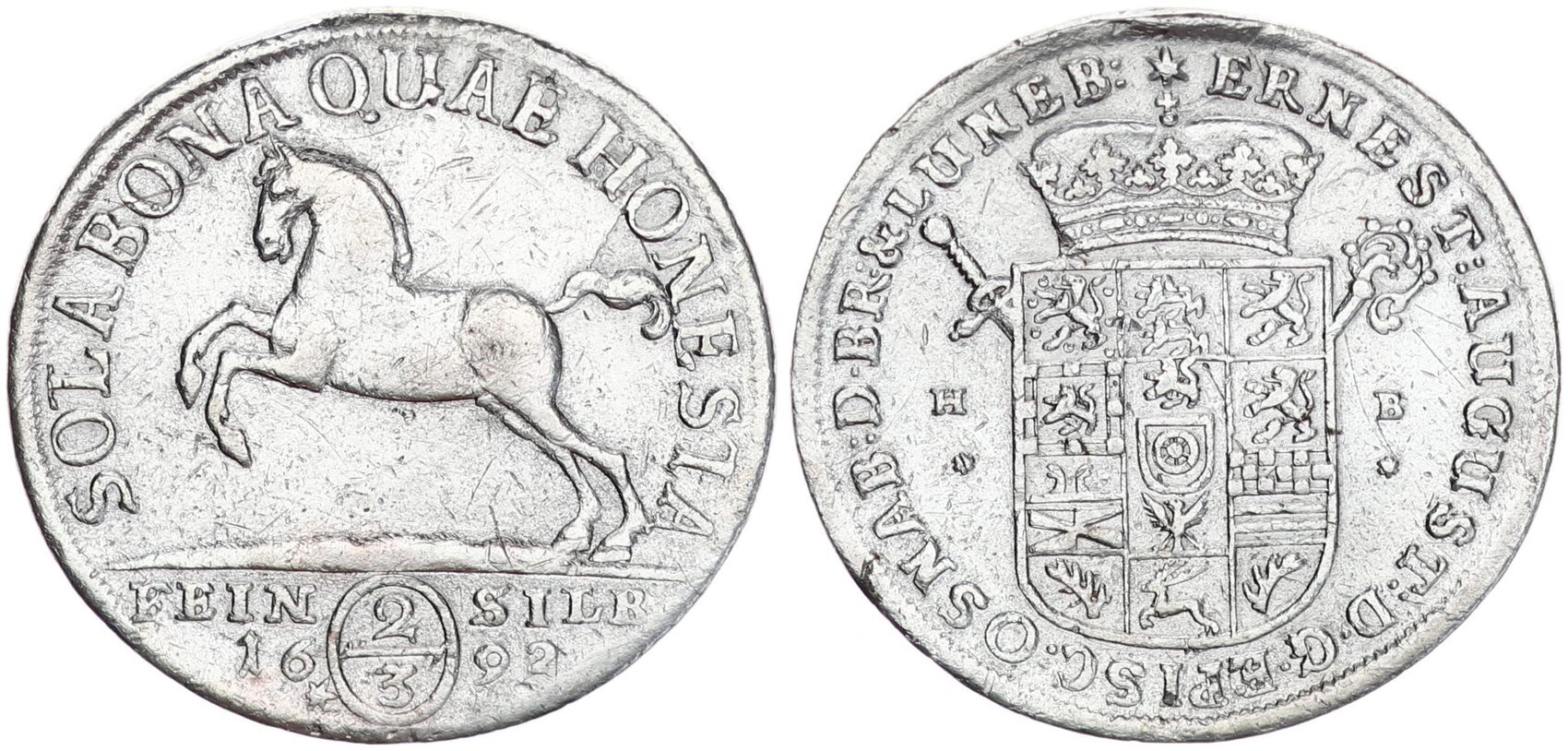 Braunschweig-Lüneburg 2/3 Taler 1693 Gulden Ernst August 1679-1698 ss ...