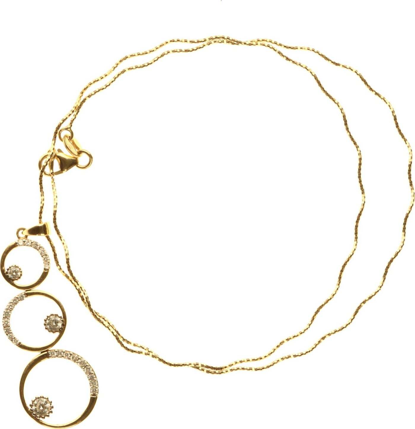 585 Gold Kette mit Zirkonen Anhänger ca.48cm lang Sehr gut, siehe Fotos ...