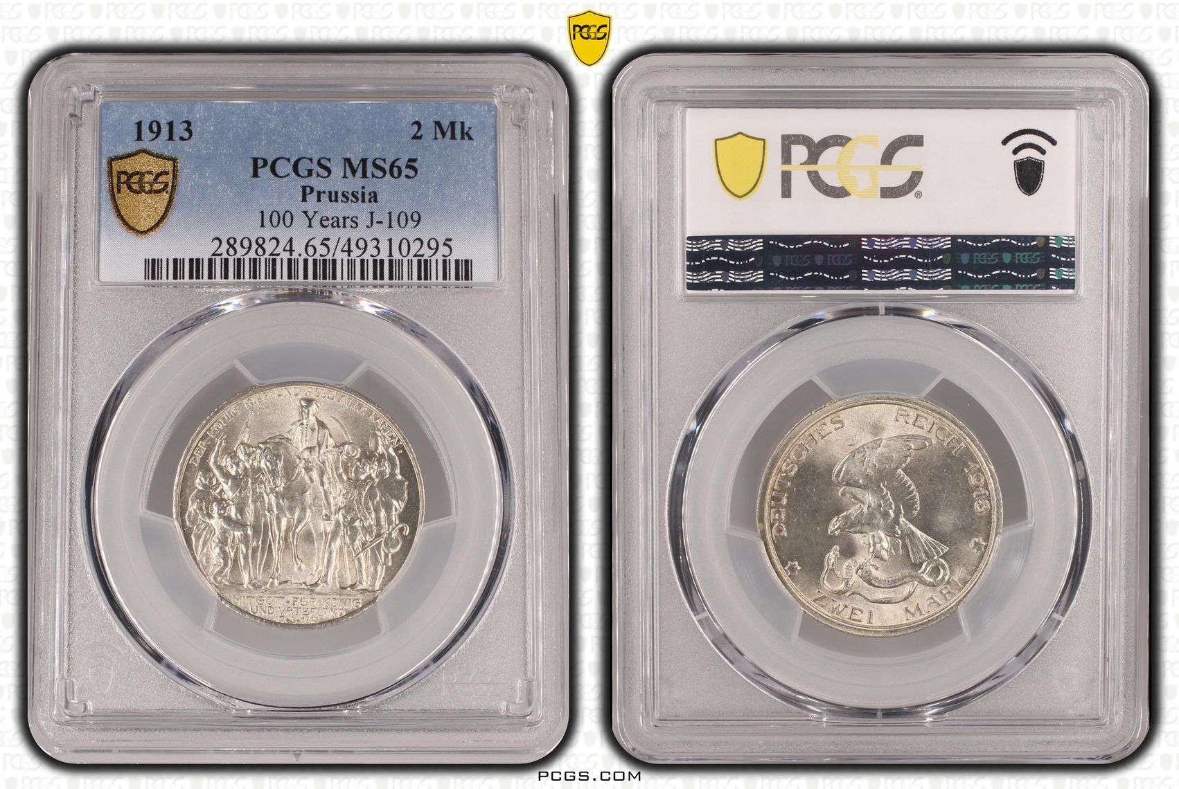 Preußen 2 Mark 1913 100 Years J-109 (Befreiungskriege gegen Frankreich) MS65 | MA-Shops