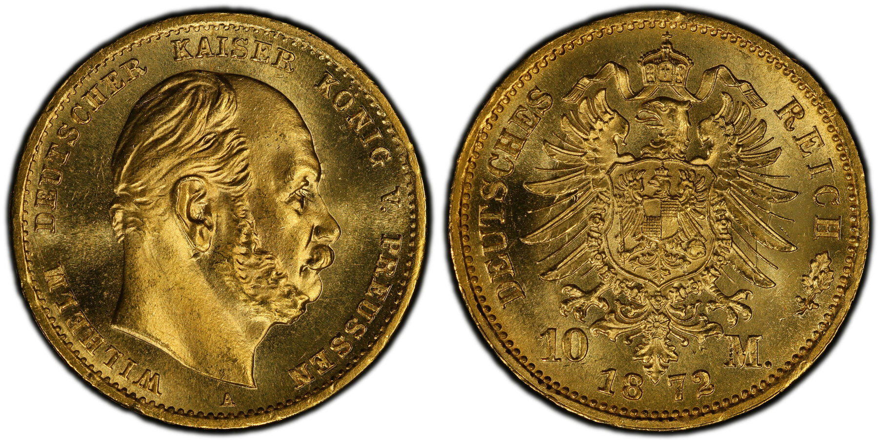 Prussia 1872-A 10 Mk J-242 Prachtexemplar, PCGS zertifiziert MS66 | MA-Shops
