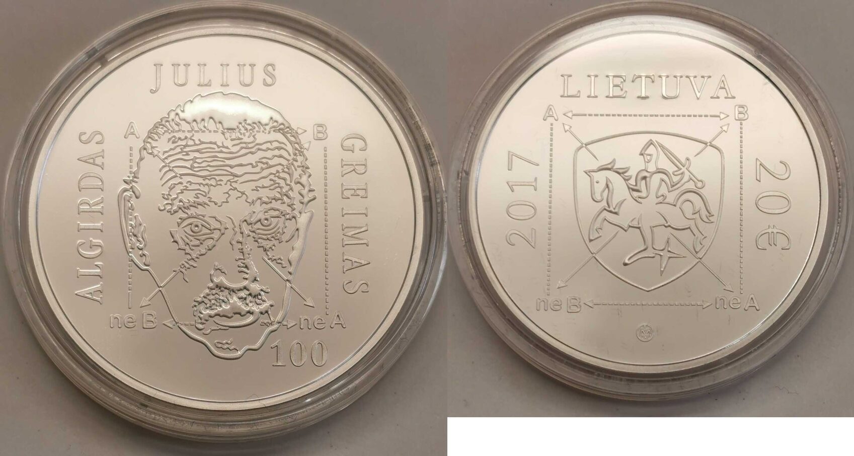 Litauen 20 Euro 2017 100. Geburtstag von Algirdas Julien Greimas Nur 3. ...