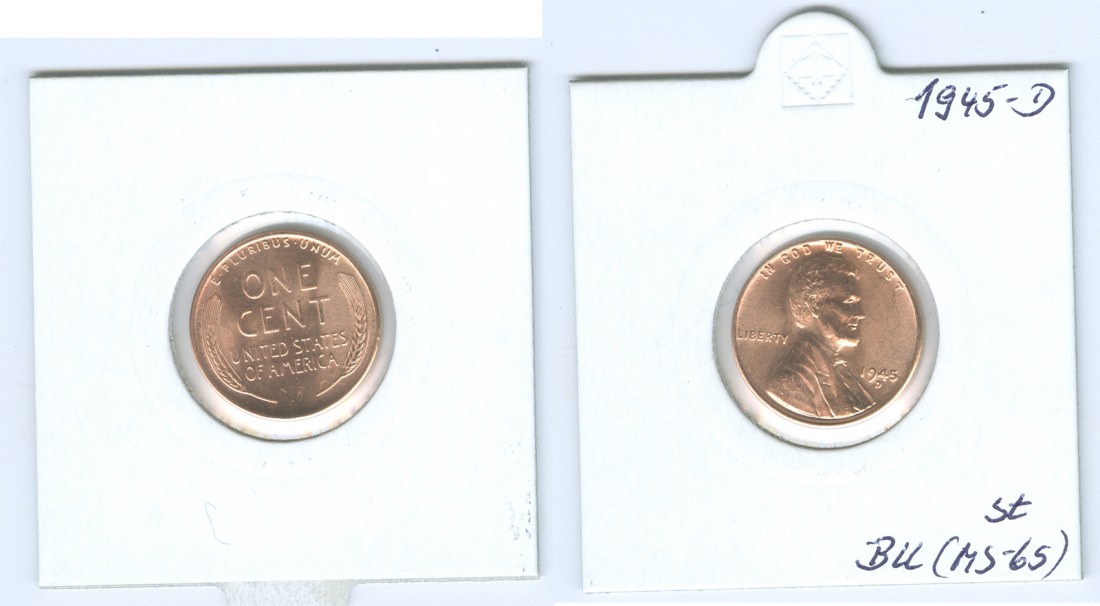 USA 1 Cent 1945 D Lincoln stempelglanz | MA-Shops