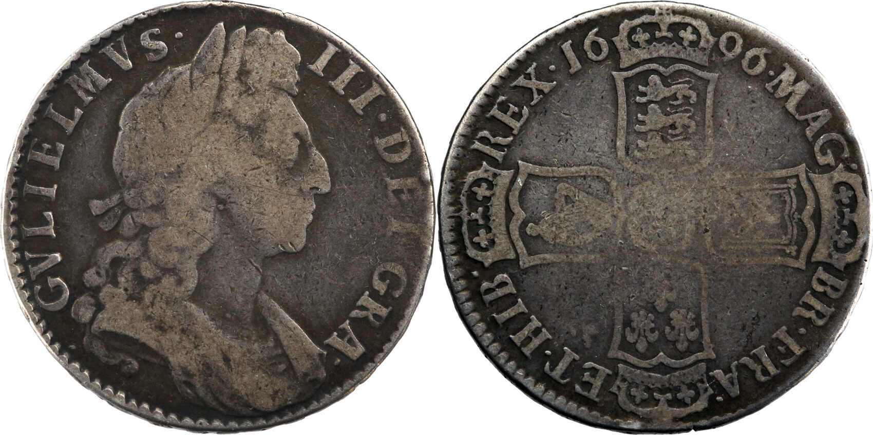 Grande-Bretagne William III Half Crown 1696 Londres B+ | MA-Shops