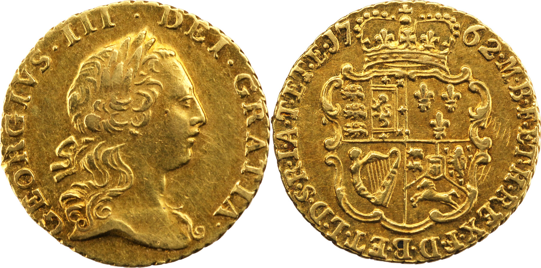 Grande-Bretagne George III 1/4 Guinée 1762 Londres vz+ | MA-Shops