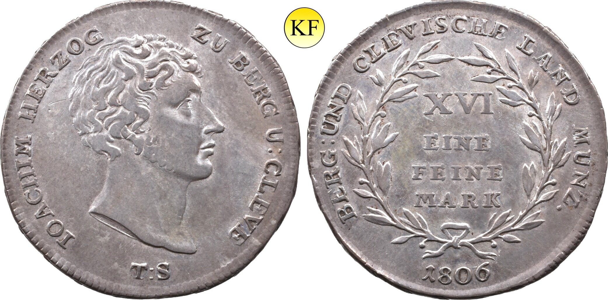 Berg, Großherzogtum Taler 1806 Düsseldorf Joachim Murat 1806-1808 gutes ...
