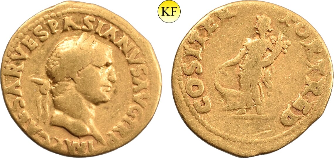 Römisches Kaiserreich Aureus 70, Lugdunum Vespasian, 69-79 ss | MA-Shops