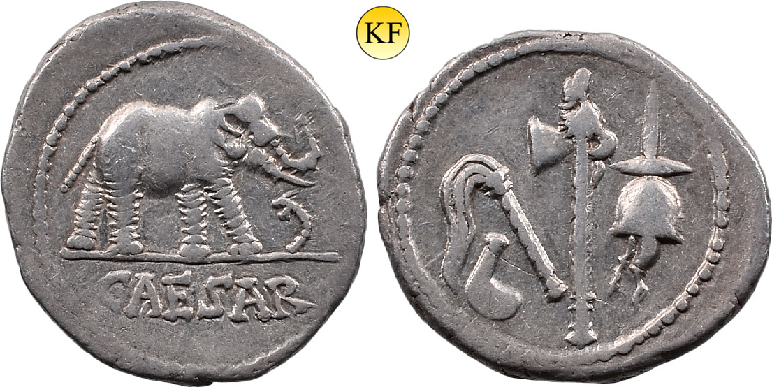 Römische Republik 49/48 v.Chr. Gaius Julius Caesar - Denar Elefant ...