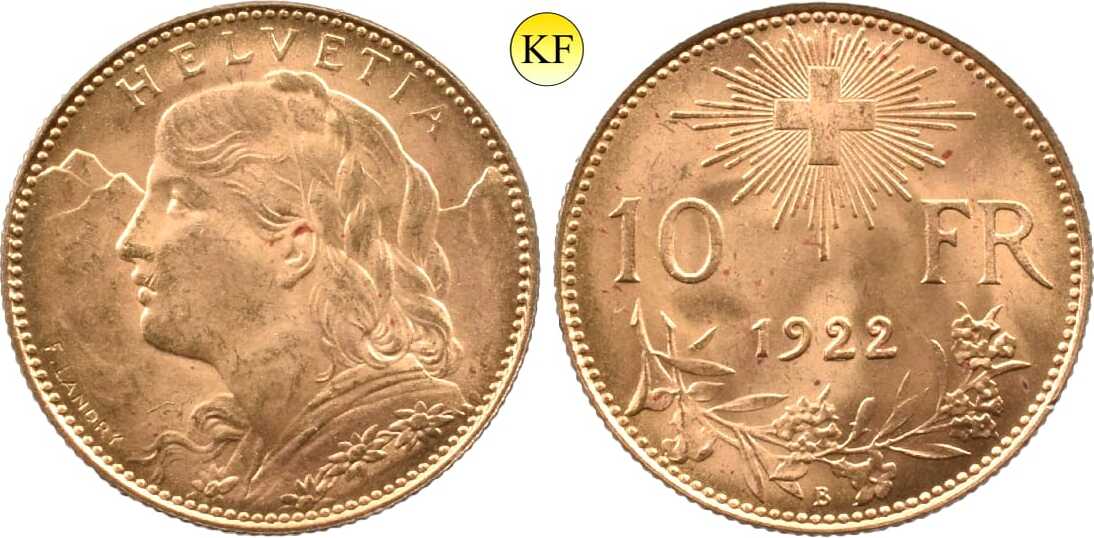 Schweiz 10 Franken 1922 Konföderation st | MA-Shops