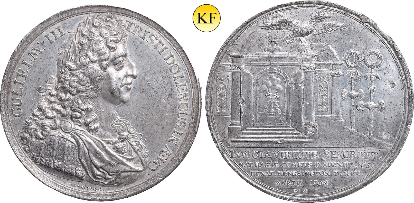 England Medaille 1694 William III, 1694-1702, auf seinen Tod; fast ...