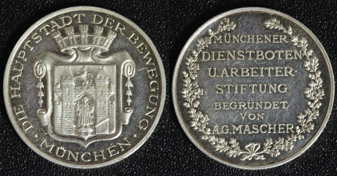 Bayern - München, Stadt AG-Medaille o.J. Münchener Dienstboten- und ... Bayern - München, Stadt AG-Medaille o.J. Münchener Dienstboten- und ...