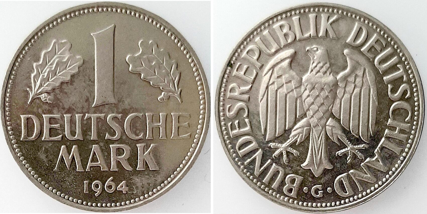 Deutschland 1 DM 1 Deutsche Mark 1964 G Polierte Platte J 385 | MA-Shops