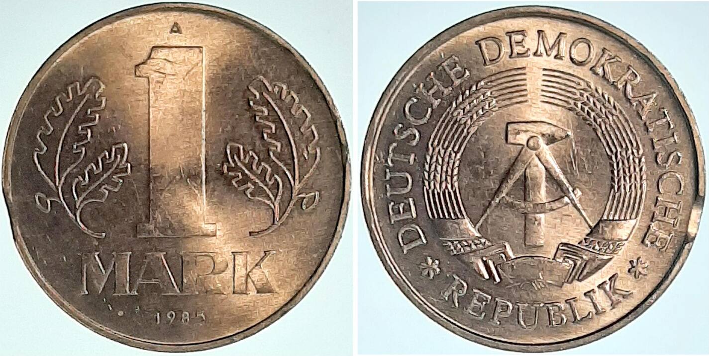 Deutschland 1 Mark DDR 1985A kl. Zainende prägefrisch bfr. | MA-Shops