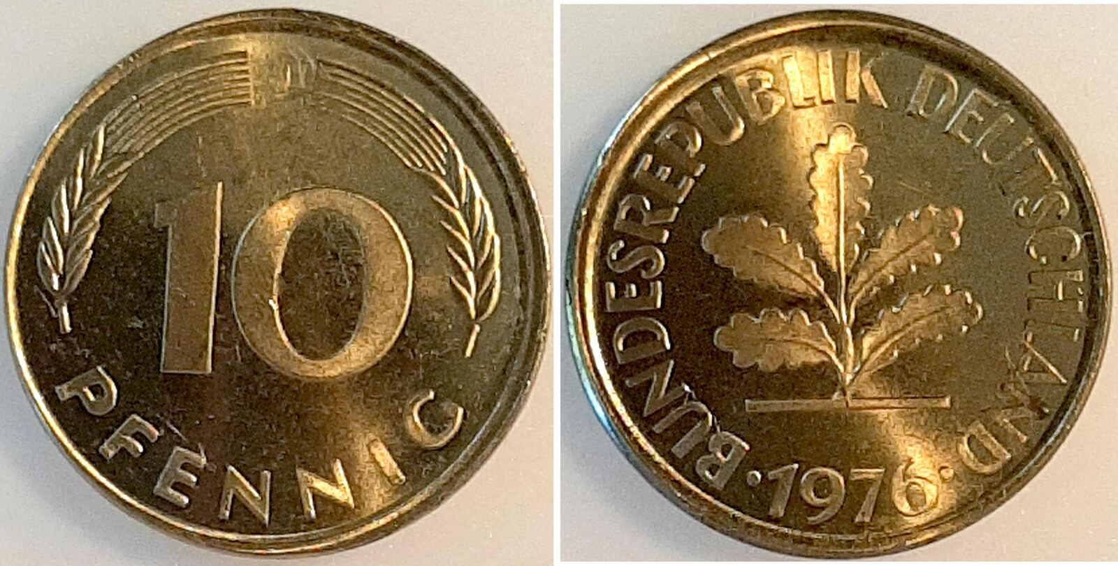 Deutschland 10 Pfennig 1976 J ohne Ring geprägt /22.2mm bankfrisch | MA ...