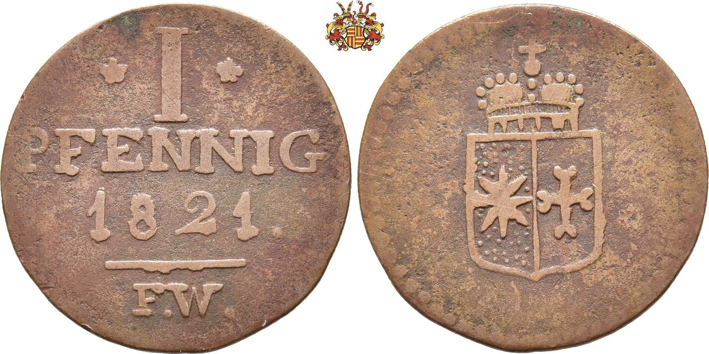 Waldeck 1 Pfennig 1821 s-ss | MA-Shops
