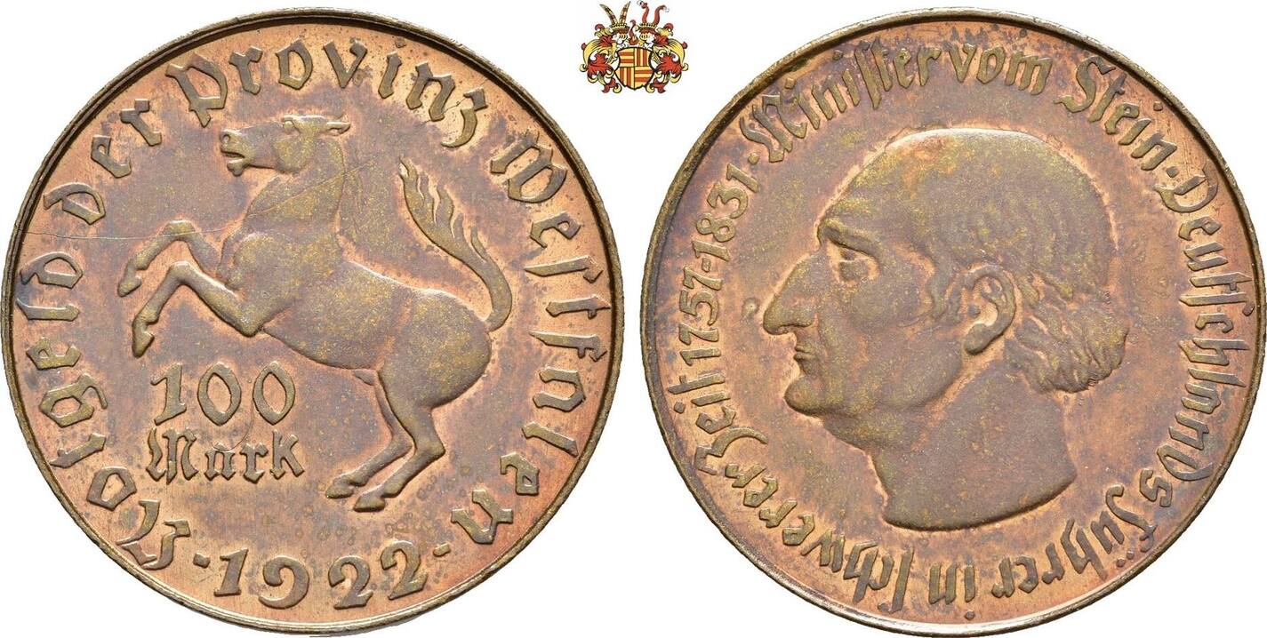 Westfalen- Provinz 100 Mark, 1922 vz | MA-Shops
