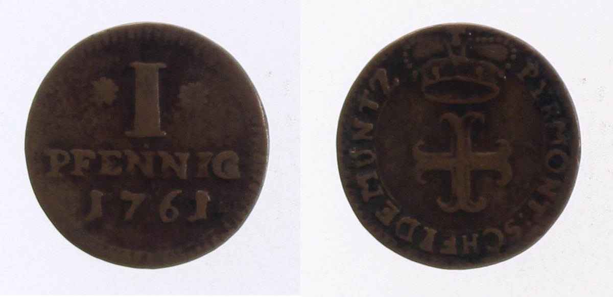 Waldeck 1 Pfennig 1761 s-ss | MA-Shops
