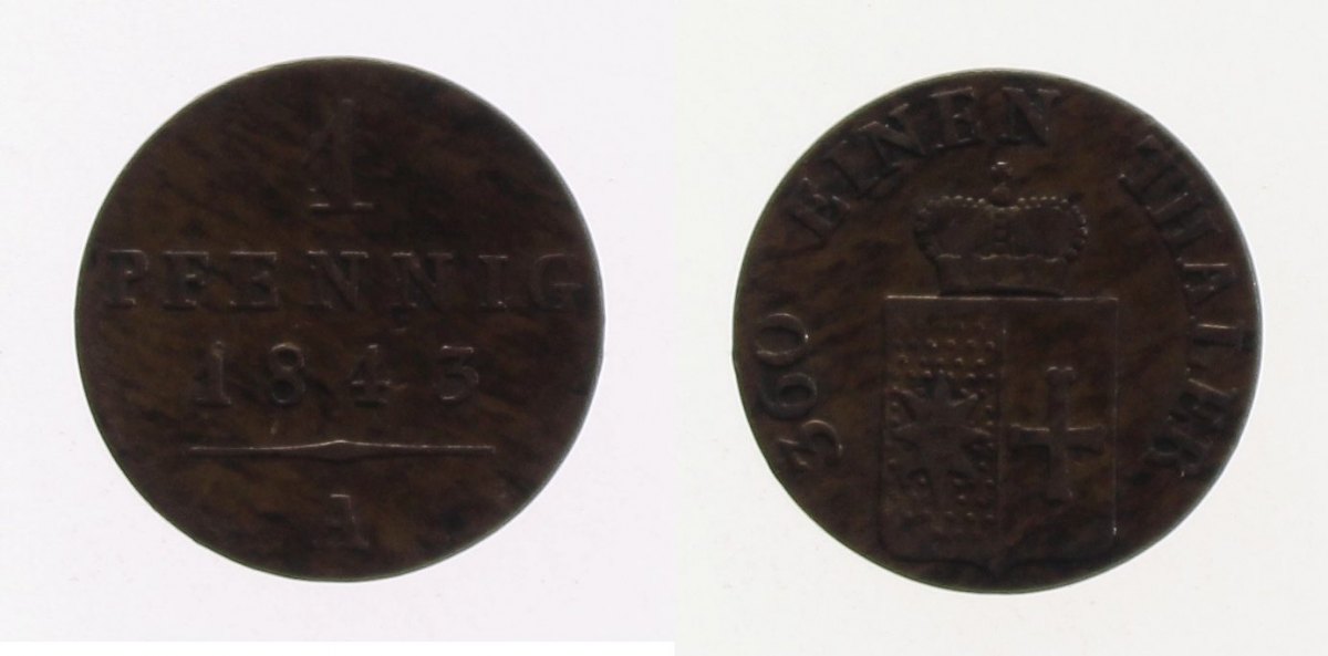 Waldeck 1 Pfennig 1843 A ss | MA-Shops
