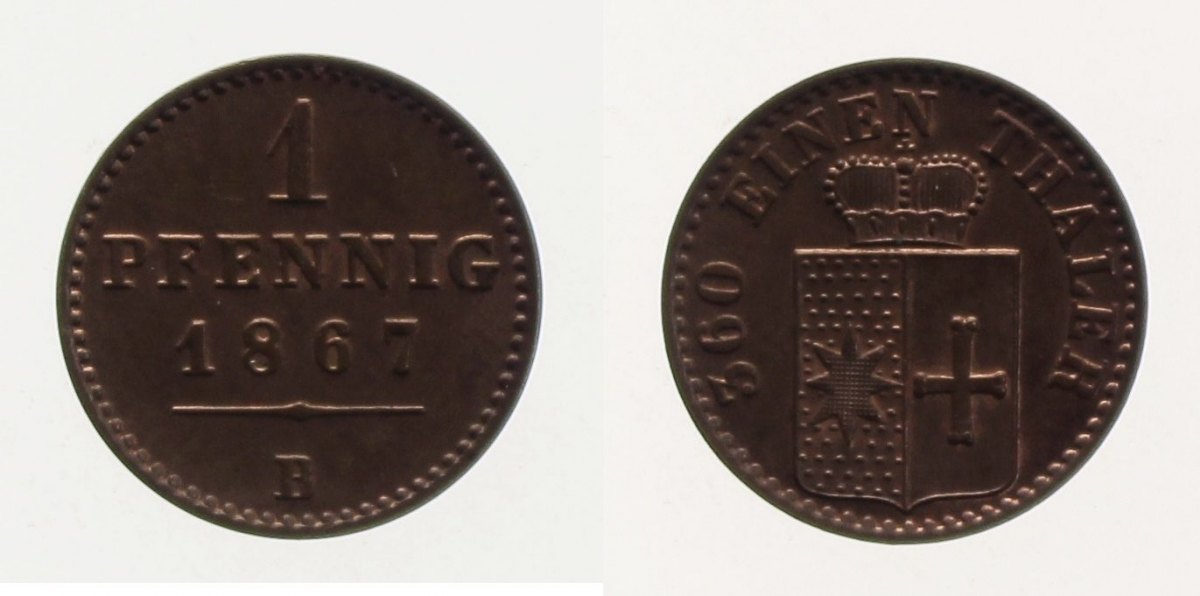 Waldeck 1 Pfennig 1867 B vz | MA-Shops