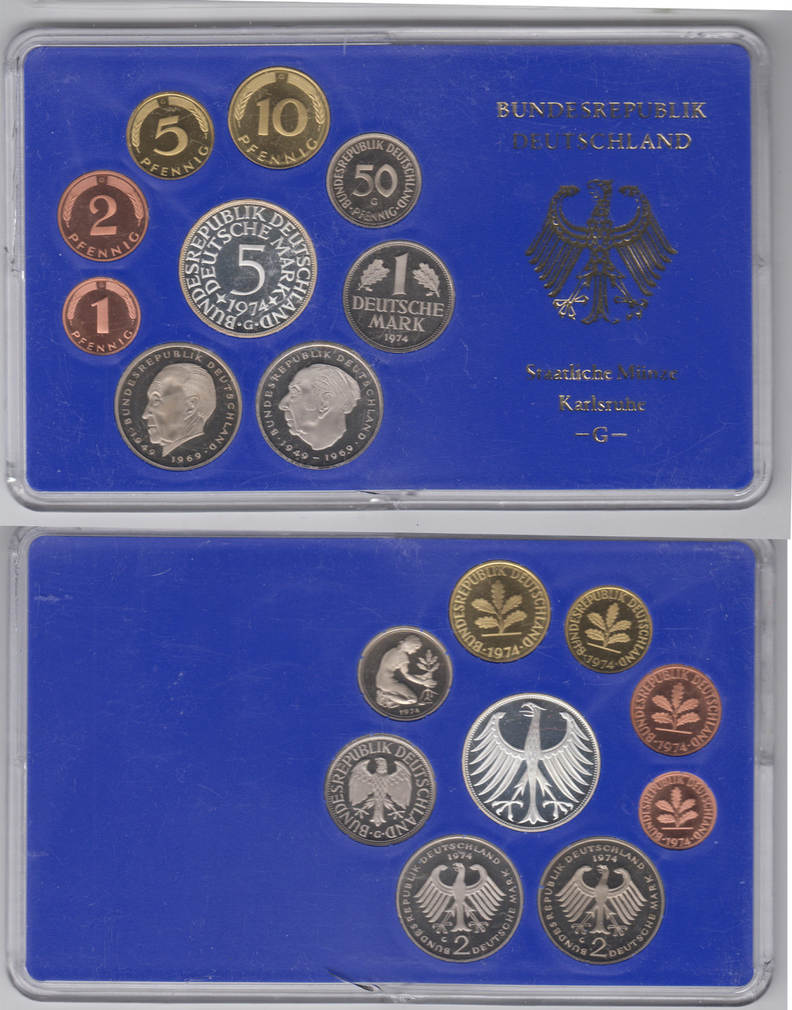 Deutschland 10,68 DM (1 Pfennig - 5 Mark) BRD, Offizieller ...