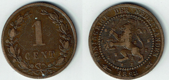 Niederlande Niederlade 1898, 1 Cent, Wilhelmina I., Erhaltung siehe ...