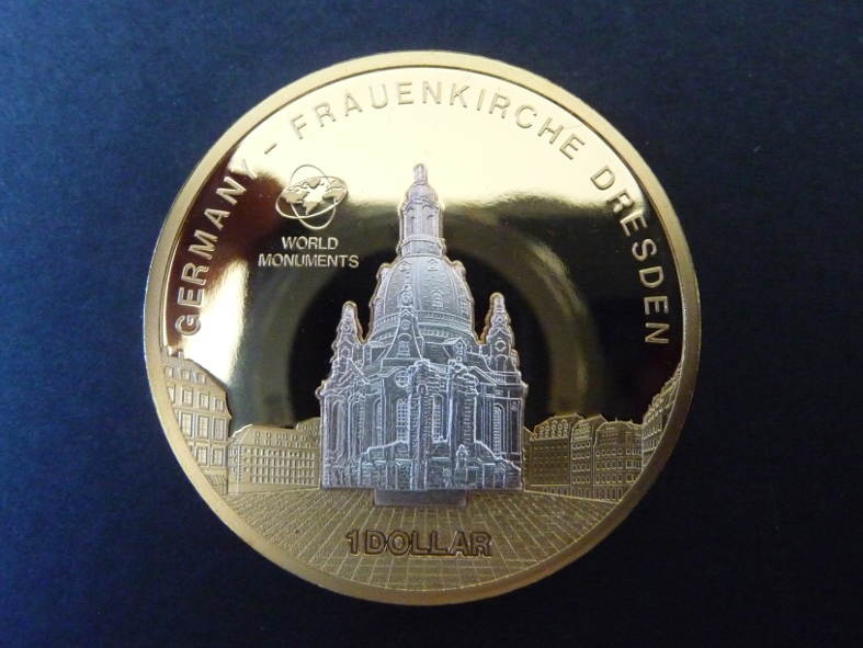 Cook Island 1 Dollar 2009 Skulpturmünze Frauenkirche Dresden ...