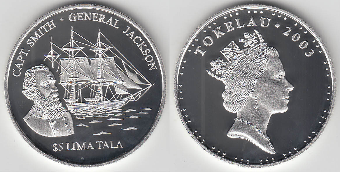 Tokelau 5 Lima Tala 2003 Silbergedenkmünze "Captain Smith - General ...