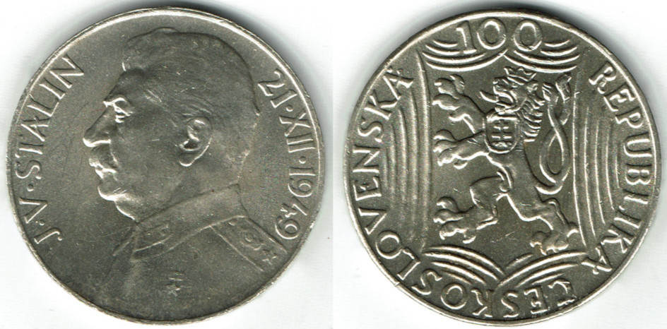 Tschechoslowakei 1949, 100 Kronen, "Josef Wissarionowitsch Stalin", siehe Scan! vorzüglich | MA ...