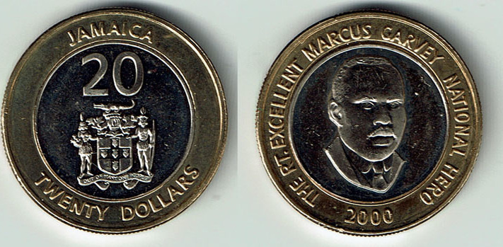 2000 Jamaica, 20 Dollars Kursmünze, Erhaltung siehe Scan vorzüglich bis ...