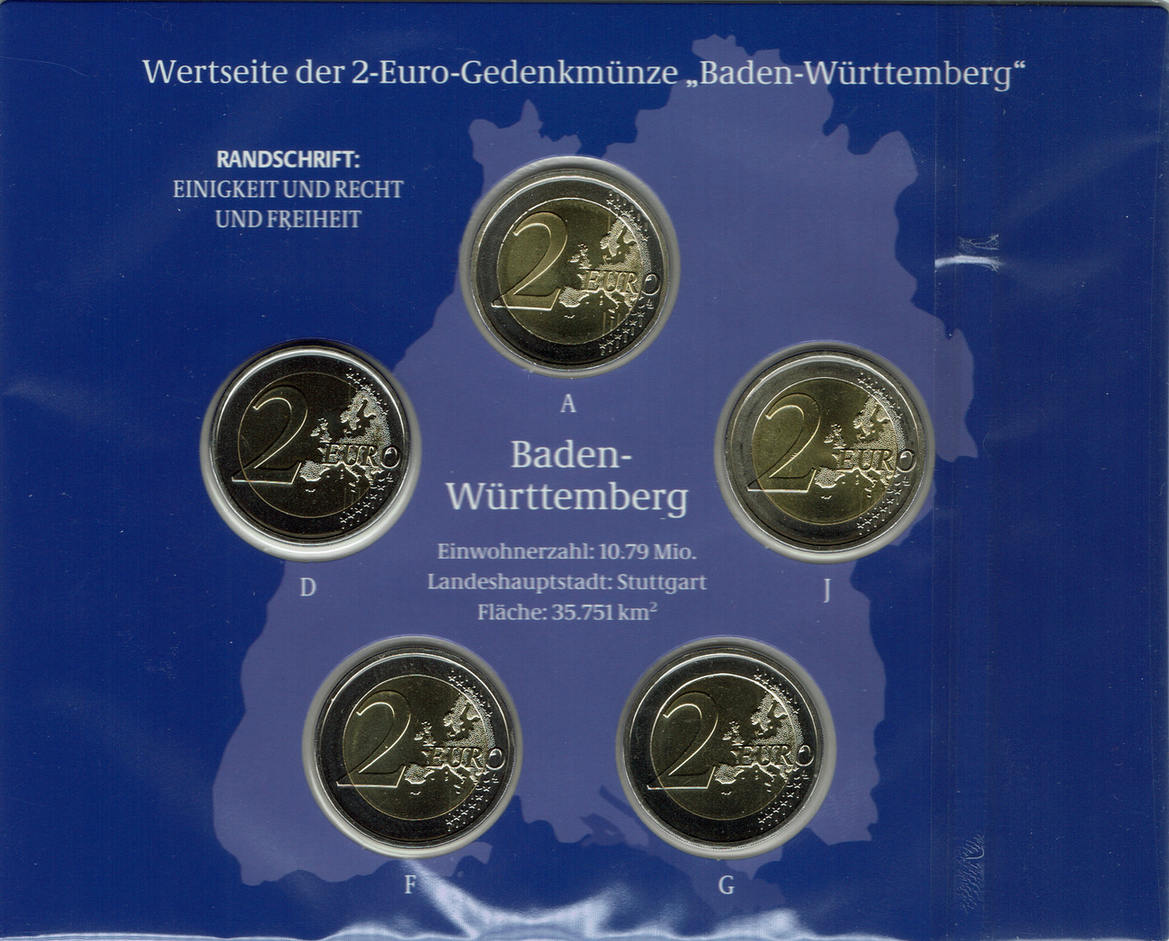 Deutschland 5 x 2 Euro 2013 A - J Satz 2-Euro-Gedenkmünzen Kloster ...