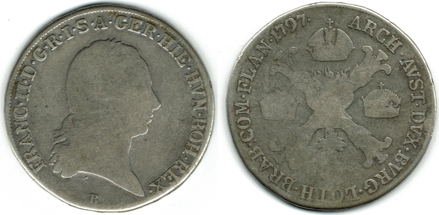 Haus Habsburg - Österreichische Niederlande Halber Kronentaler Haus Habburg, Franz II., 1/2 ...