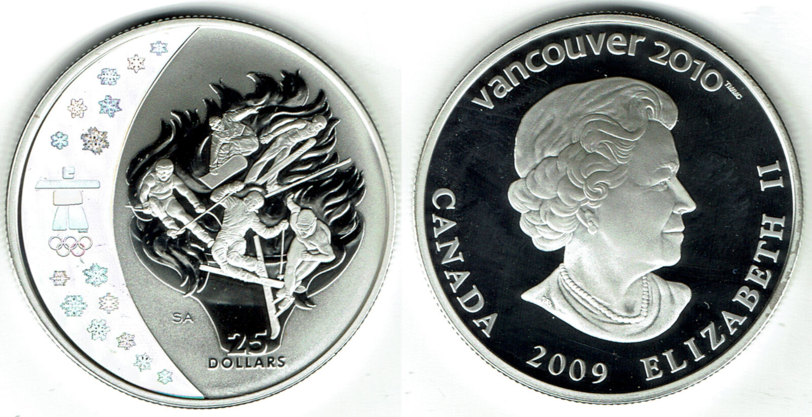 Kanada 25 Dollars 2009 Gedenkmünze Olympische Spiele Vancouver - Olympischer Geist, m. Box ...