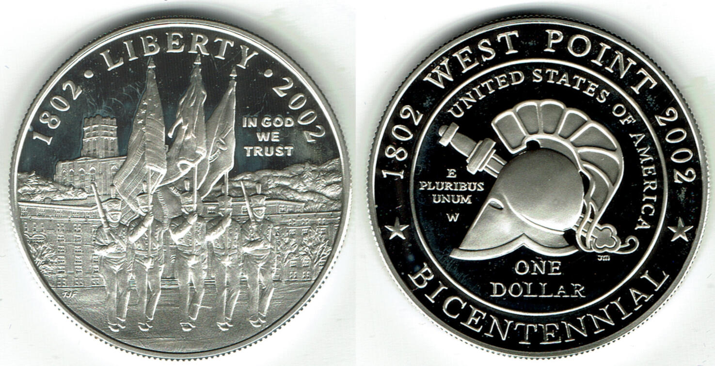 Dollar 2002 W USA 2002, 200 Jahre Westpoint, siehe Scan! Mit Etui ...