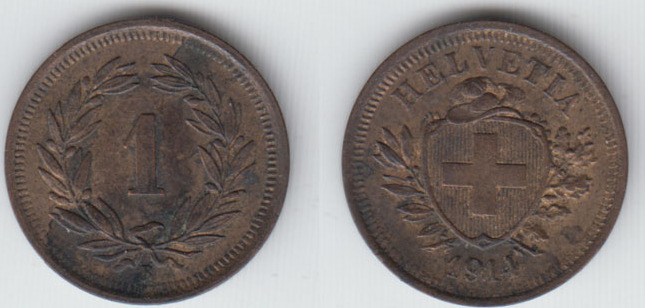 Schweiz, Kursmünze 1 Rappen 1914, Erhaltung siehe Scan! sehr schön | MA-Shops