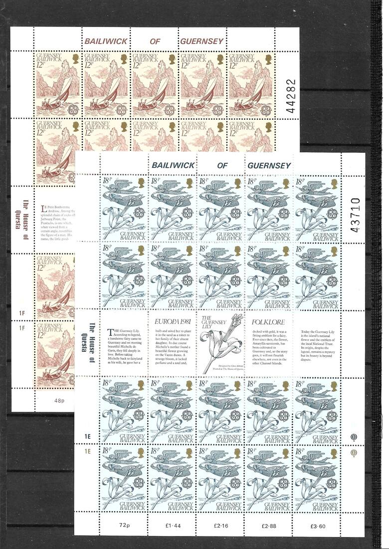 Guernsey 1981 Kat.Nr. 223/24 kpl. je im Bogen - Kat.Wert 18 ...