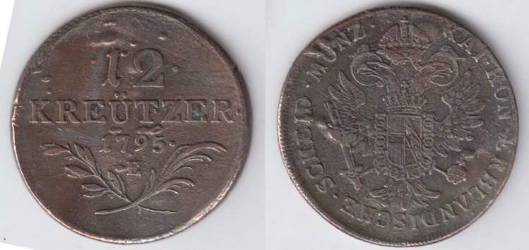 Haus Habsburg - Österreich Franz II., 12 Kreuzer 1795 E, Erhaltung siehe Scan! fast sehr schön ...