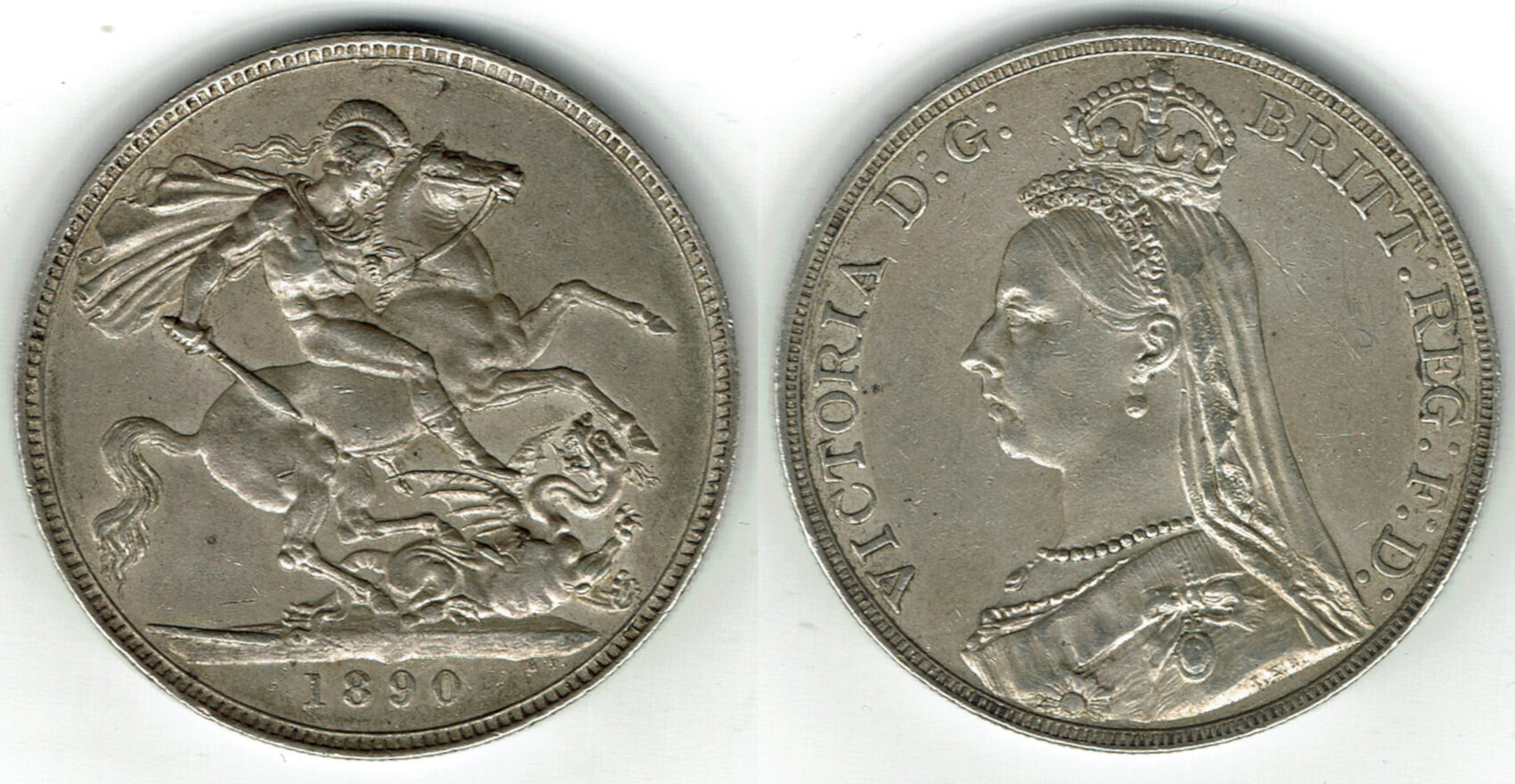 Großbritannien GB, Victoria, 1 Crown 1890 Erhaltung siehe Scan fast ...