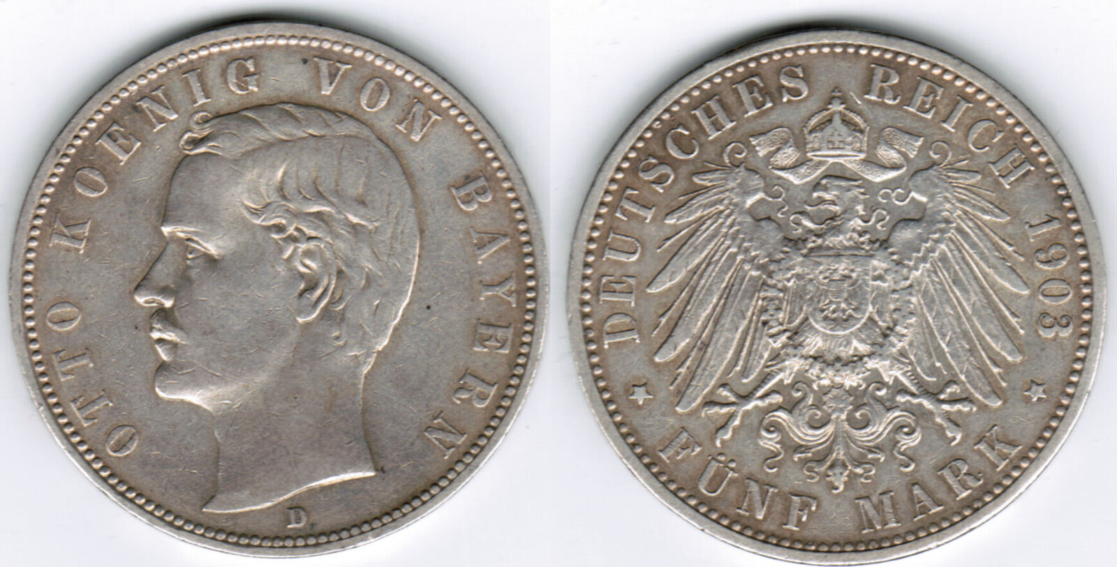 Kaiserreich - Bayern Deutsches Kaiserreich, Bayern, König Otto, 5 Mark 1903 D, Silber! sehr ...