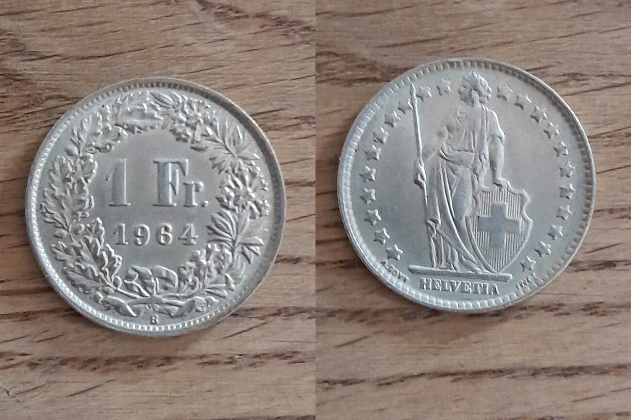 1964 Schweiz, Kursmünze Silber, 1 Franken, Erhaltung siehe Scan! vorzüglich bis stempelglanz ...