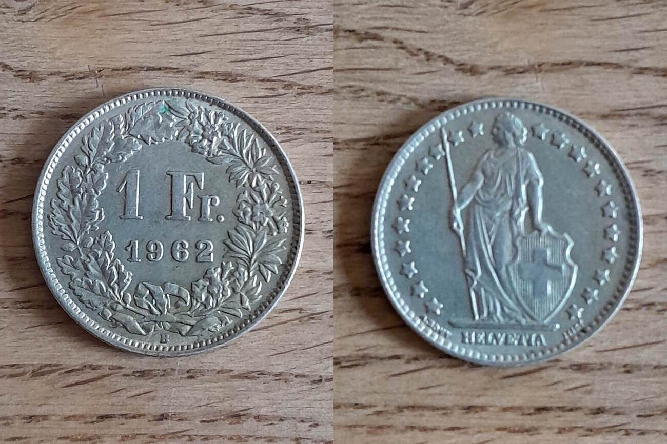 1962 Schweiz, Kursmünze Silber, 1 Franken, Erhaltung siehe Scan! vorzüglich | MA-Shops