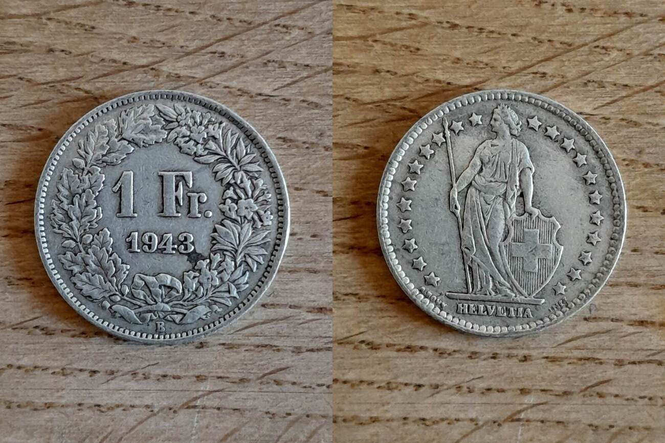 1943 Schweiz, Kursmünze Silber, 1 Franken, Erhaltung siehe Scan! sehr schön | MA-Shops