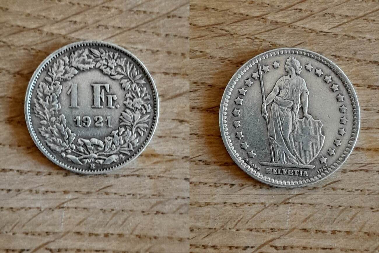1921 Schweiz, Kursmünze Silber, 1 Franken, Erhaltung siehe Scan! sehr schön | MA-Shops