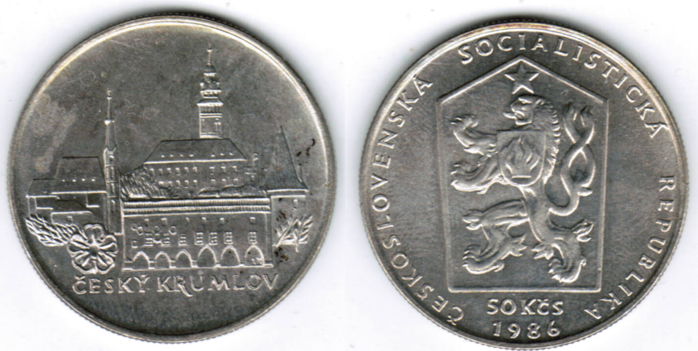 Tschechoslowakei 50 Kronen 1986 Silber Kursgedenkmünze Stadtansicht ...