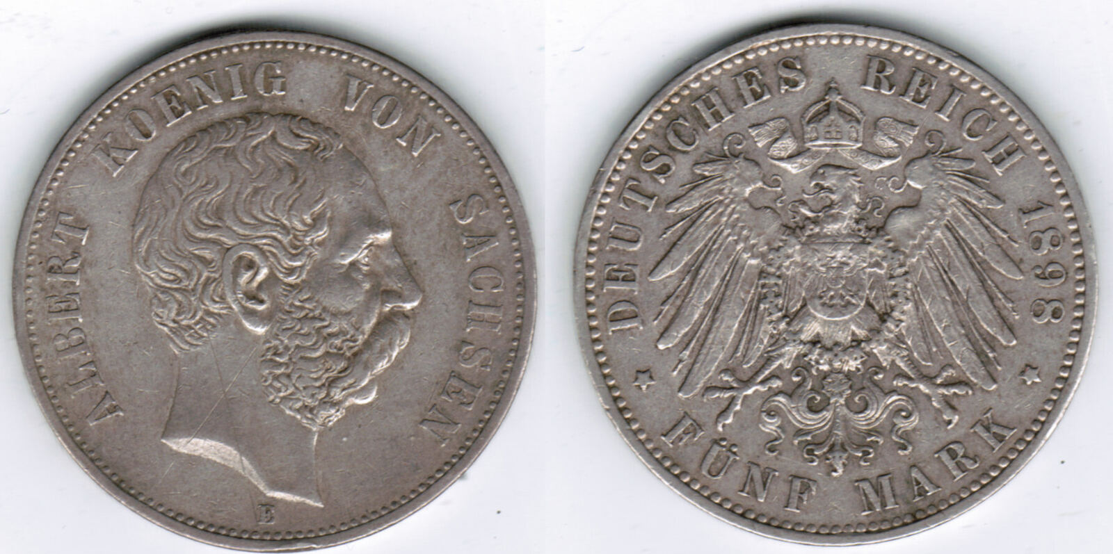Sachsen Kursmünze, 5 Mark 1898 E, Albert, siehe Scan! sehr schön ...