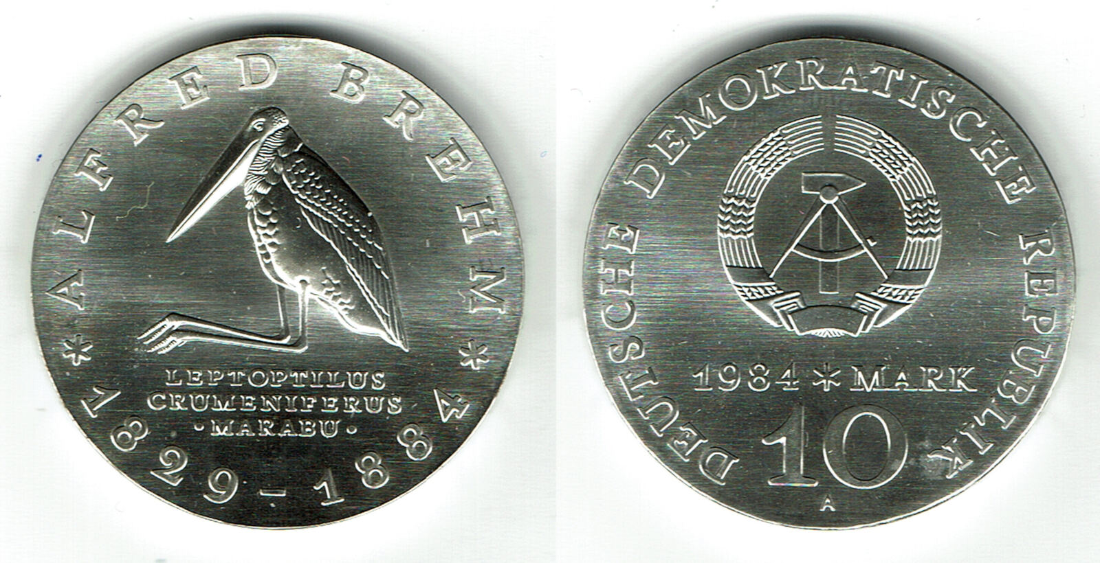 Deutsche Demokratische Republik 1984 DDR, Gedenkmünze 10 Mark Alfred ...