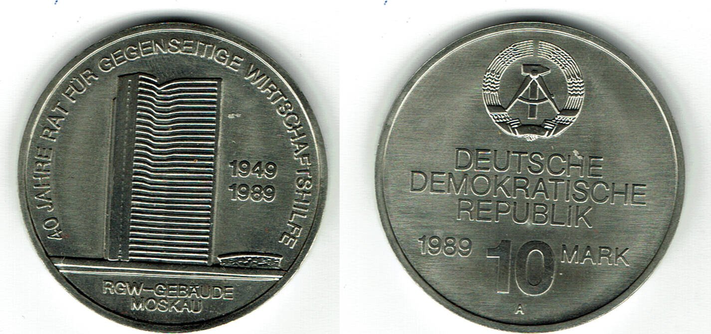 Deutsche Demokratische Republik DDR, 10 Mark 1989, 40 Jahre RGW, siehe ...