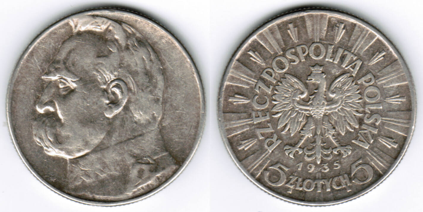 Polen, Kursmünze 5 Zloty 1935, Pilsudski! Erhaltung siehe Scan sehr schön | MA-Shops